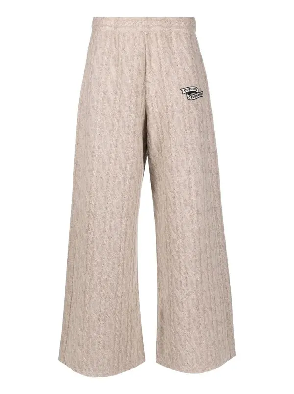 Opening Ceremony Logo-embroidered Cable-knit Trousers - Neutrals