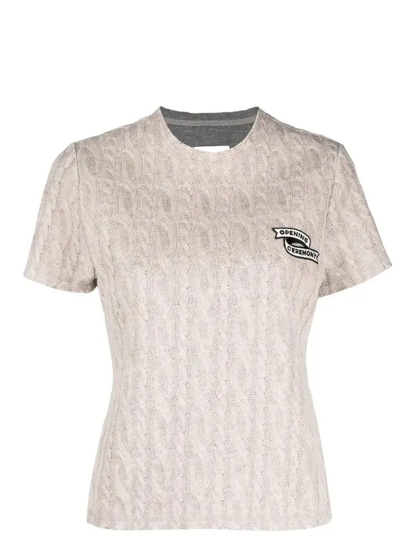 Opening Ceremony Embroidered Logo Cable-knit Top - Neutrals