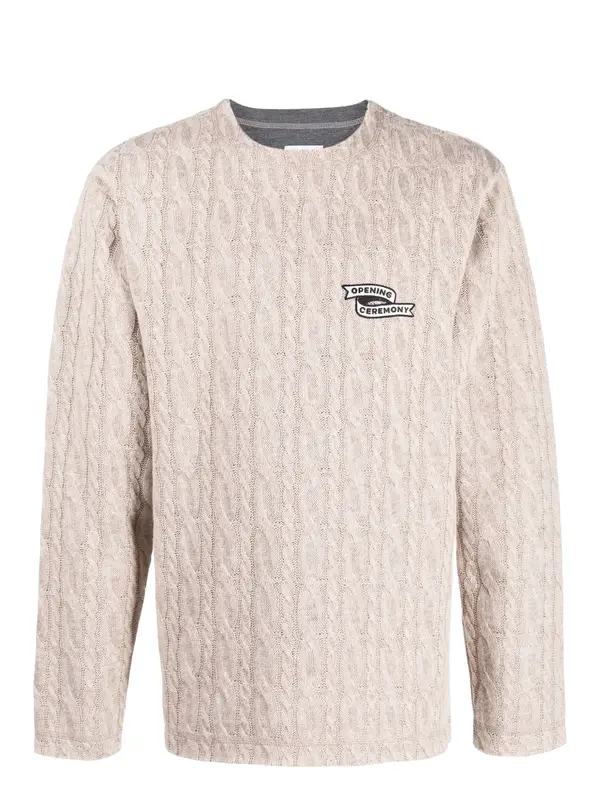 Opening Ceremony Embroidered-logo Cable-knit Jumper - Neutrals