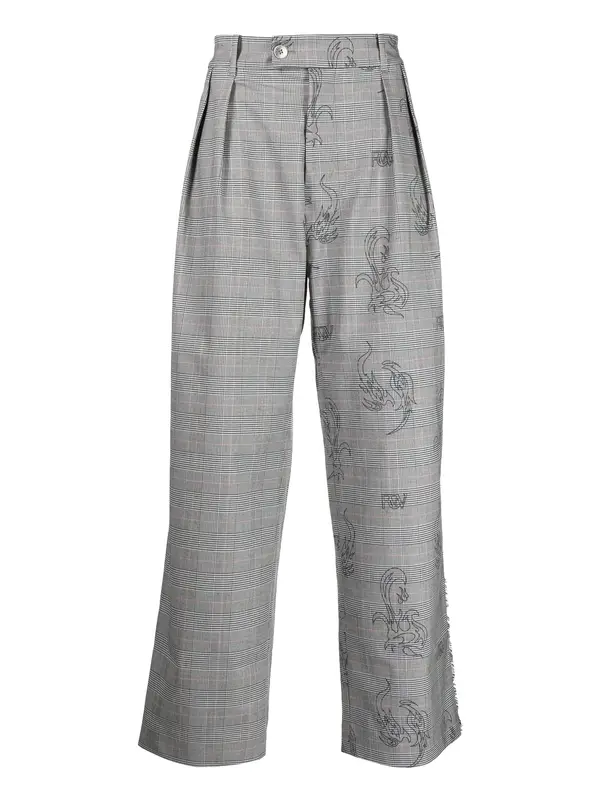 FENG CHEN WANG Plaid Trousers - Grey