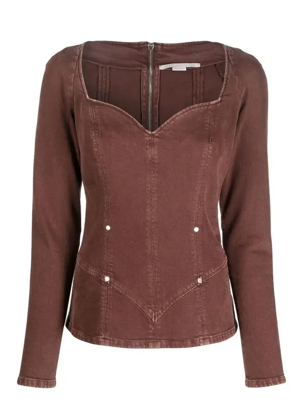 Stella McCartney Sweetheart Denim Top - Brown