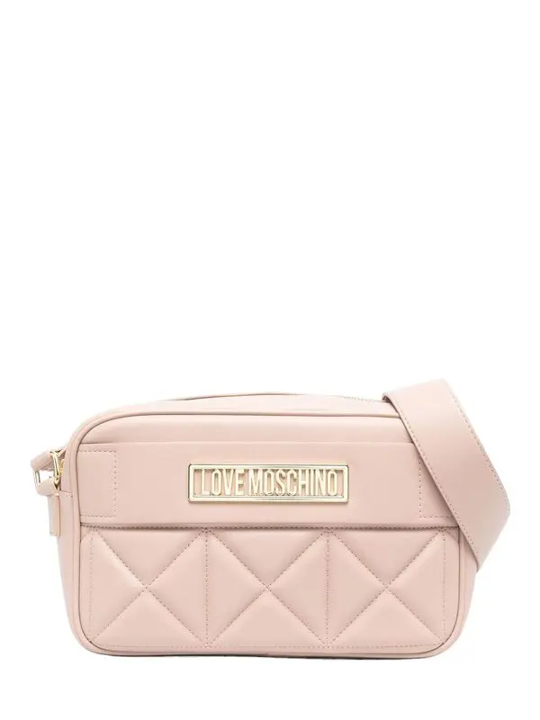 Moschino Logo-plaque Quilted Cross-body Bag - Neutrals