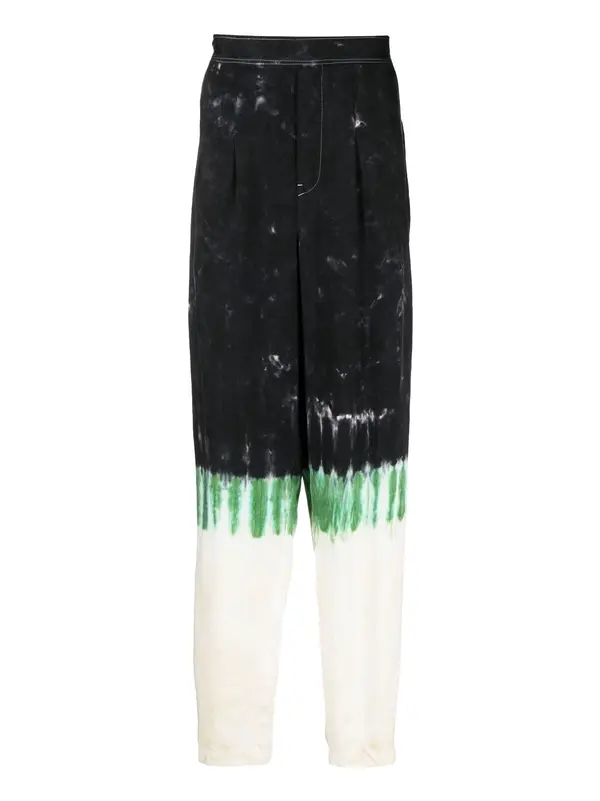 TOGA VIRILIS Tie-dye Print Trousers - Black