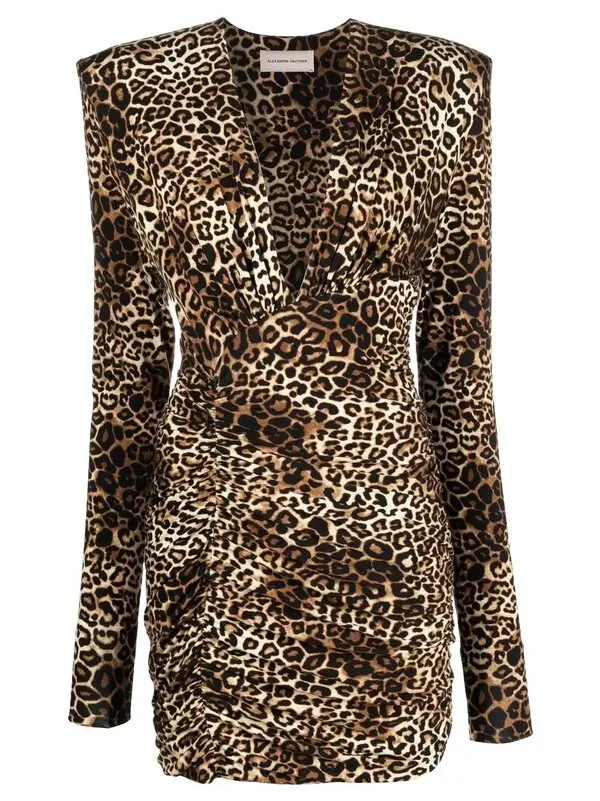 Alexandre Vauthier Leopard-print Mini Dress - Brown