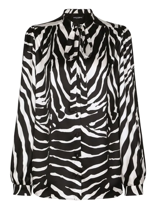 Dolce & Gabbana Zebra-print Satin Shirt - Black