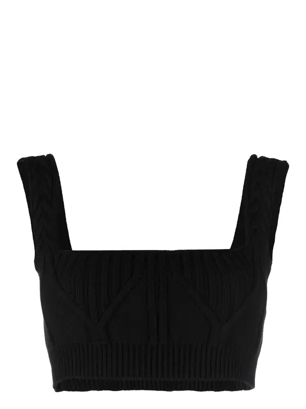 Attico Miles Ribbed-knit Cropped Top - Black