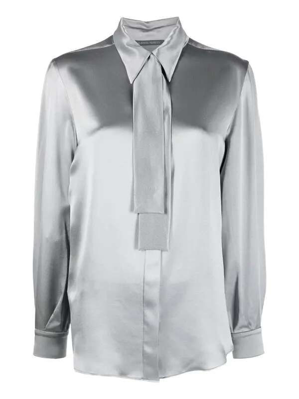 Alberta Ferretti Scarf-detail Silk Shirt - Grey