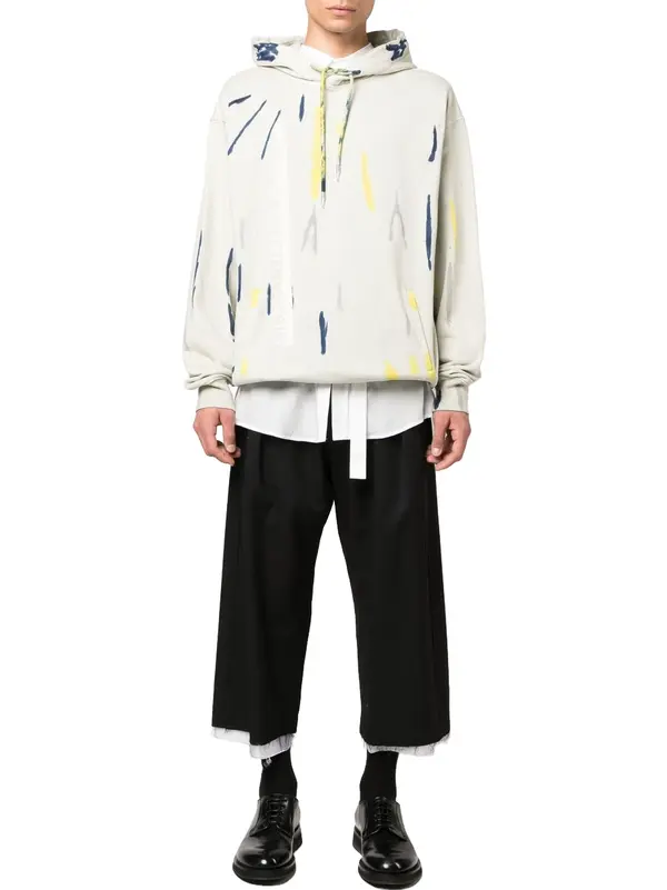 FENG CHEN WANG Tie-dye Print Cotton Hoodie - Neutrals