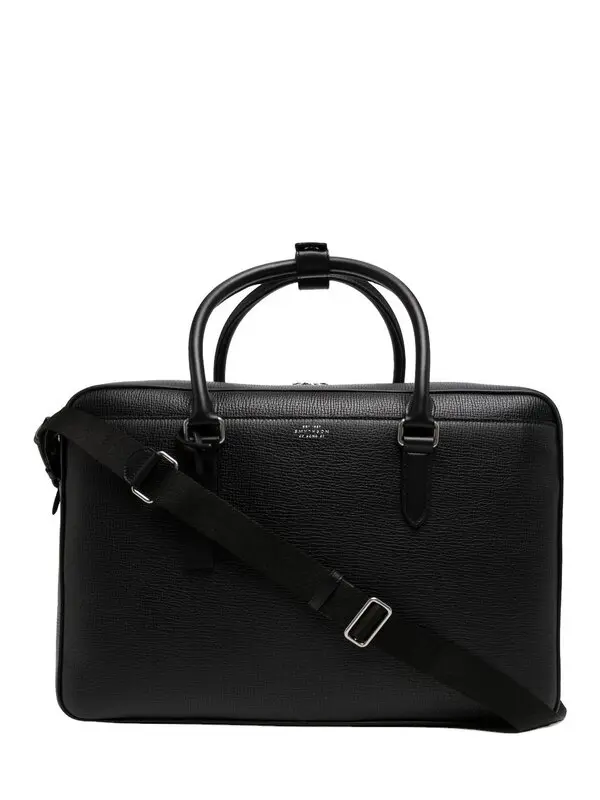 Smythson Leather Logo-stamp Holdall - Black