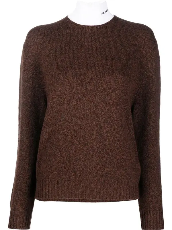 Prada High-neck Wool-cashmere Jumper - Brown