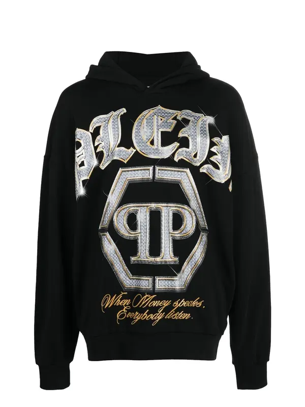 Philipp Plein Logo-print Cotton Hoodie - Black