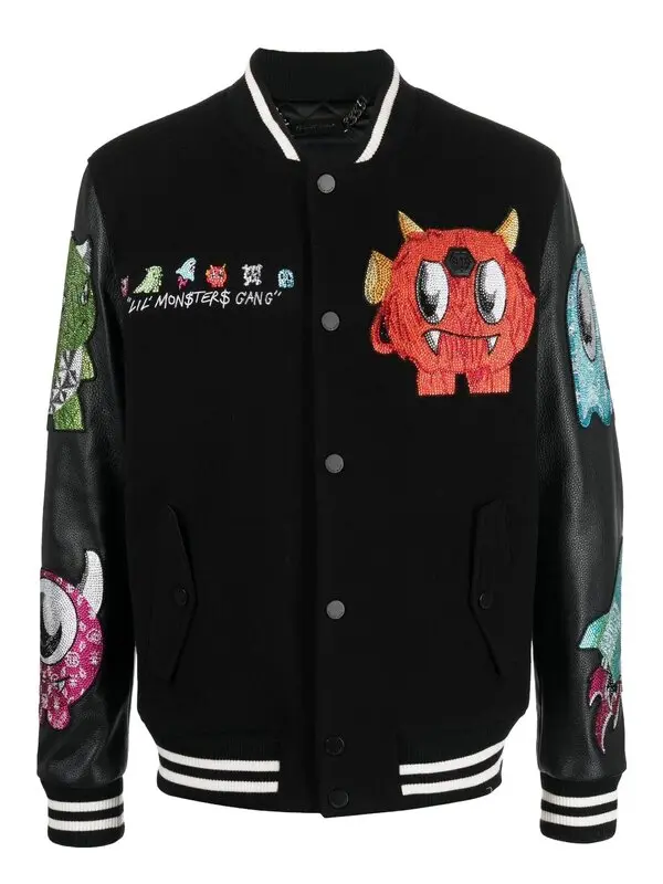 Philipp Plein Patch-detail Varsity Jacket - Black