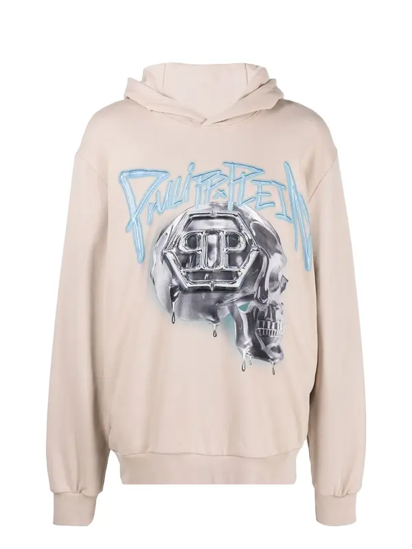 Philipp Plein Skull-print Hoodie - Neutrals