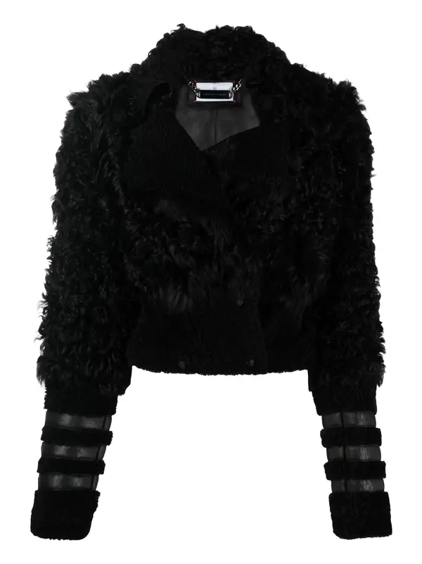 Philipp Plein Fitted Shearling Jacket - Black