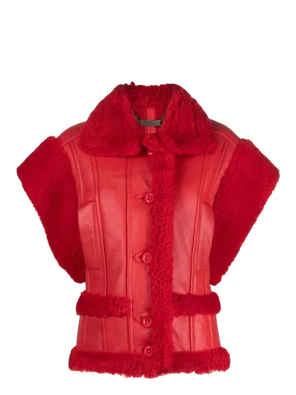 Philipp Plein Gothic Plein Shearling Vest - Red