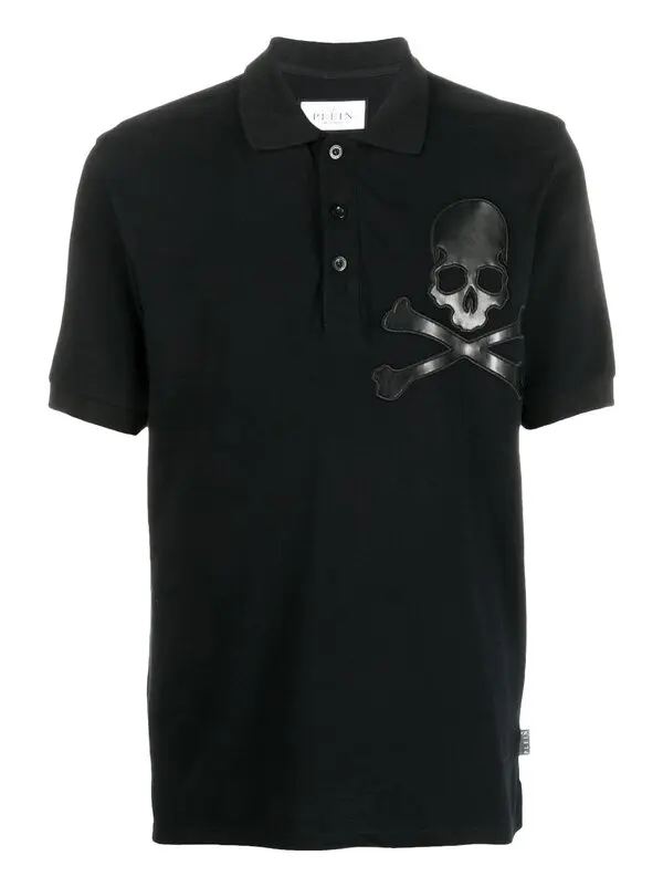 Philipp Plein Skull-patch Cotton Polo Shirt - Black