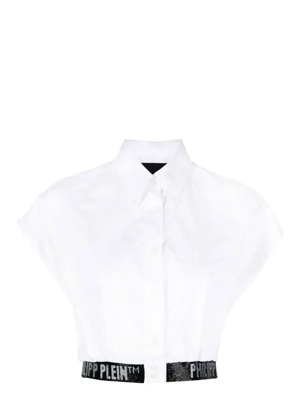 Philipp Plein Logo-embellished Cropped Shirt - White