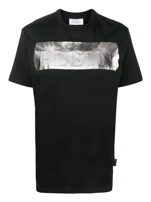 Philipp Plein Metallic-detail Logo T-shirt - Black