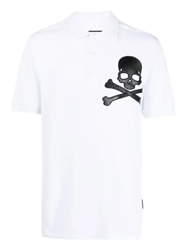 Philipp Plein Skull-patch Cotton Polo Shirt - White