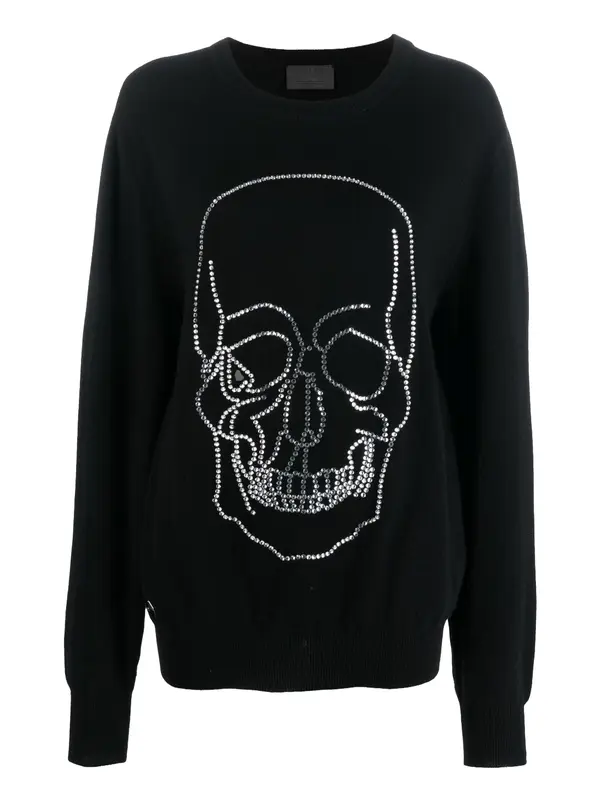 Philipp Plein Studded Skull Cashmere Pullover - Black