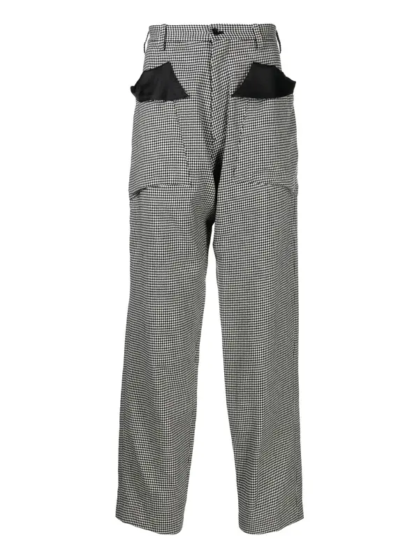 SULVAM Houndstooth Wide Tapered Trousers - White