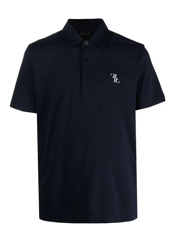 BILLIONAIRE Logo-print Cotton Polo Shirt - Blue