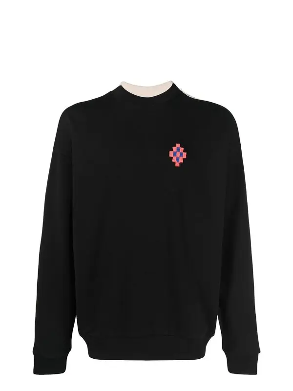 COUNTY OF MILAN Cotton Sweatshirt With Cross Motif - Black