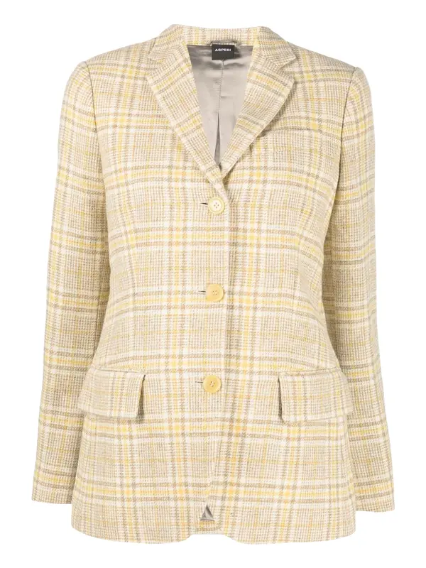 Aspesi Checked Single-breasted Blazer - Neutrals