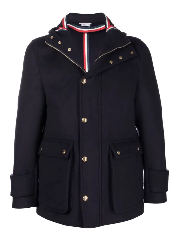 Thom Browne Cashmere Hooded Parka - Blue
