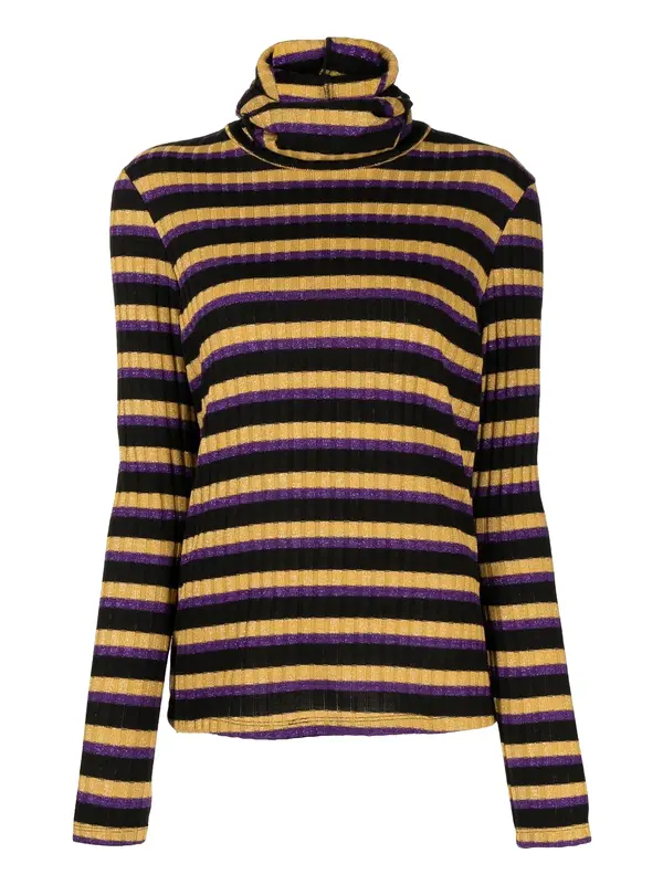 Anna Sui Striped Roll-neck Jumper - Yellow