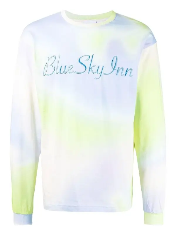 BLUE SKY INN Tie-dye Embroidered-logo T-shirt - Blue