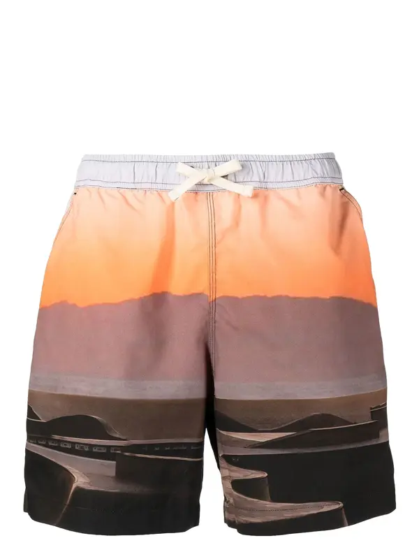 BLUE SKY INN Graphic-print Deck Shorts - Brown