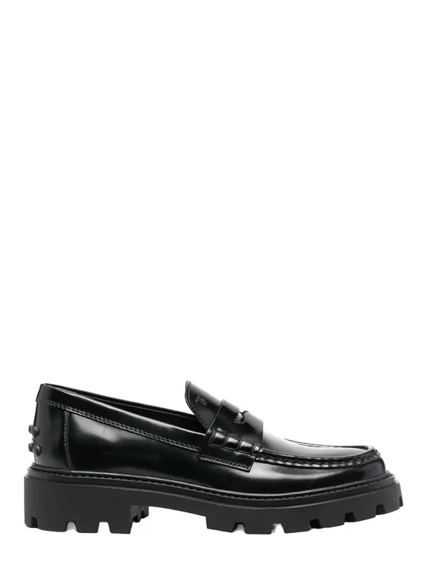 TOD'S Penny-slot Leather Loafers - Black