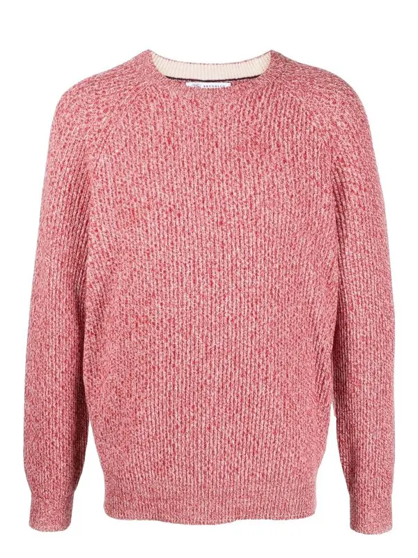 Brunello Cucinelli Marl Knit Ribbed-trim Jumper - Red