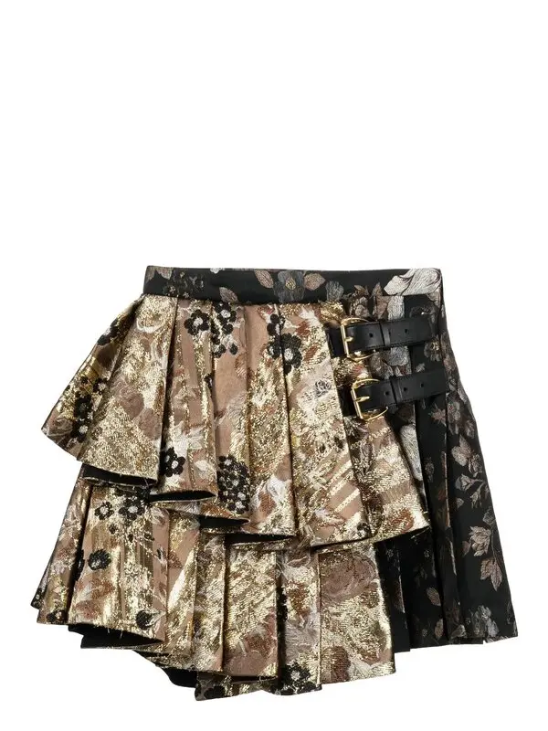 Roberto Cavalli Brocade-pattern Pleated Miniskirt - Black