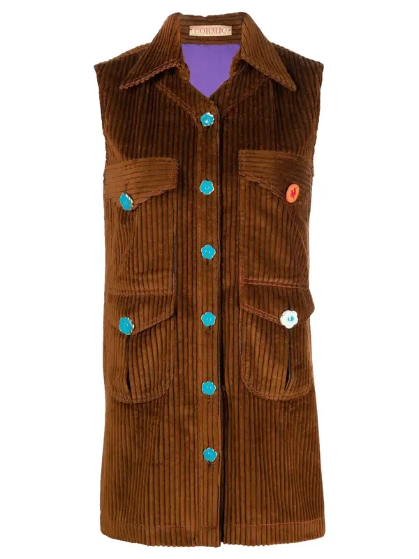 CORMIO Corduroy Shirt Dress - Brown