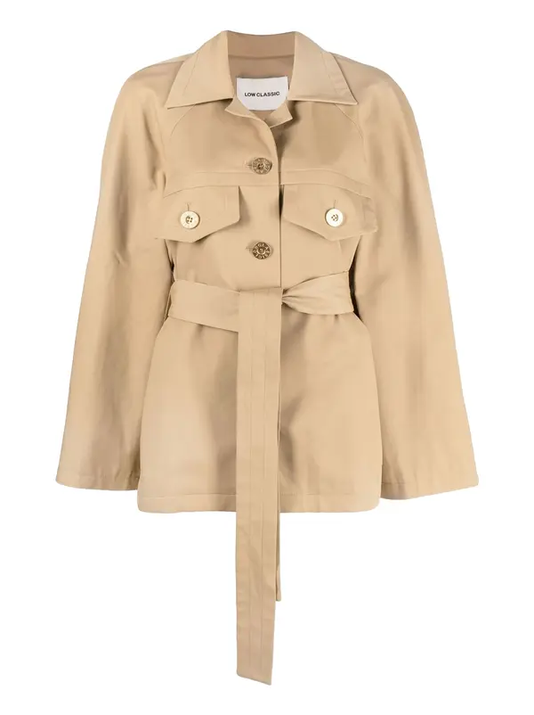 LOW CLASSIC Cropped Belted Trench Coat - Neutrals