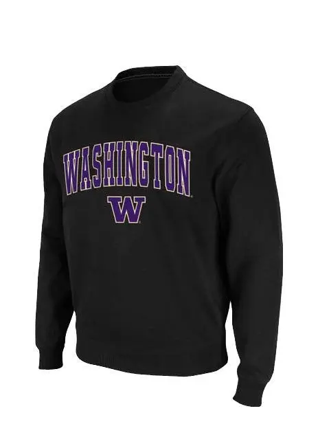 COLOSSEUM Washington Huskies Arch & Logo Crew Neck Sweatshirt - Black