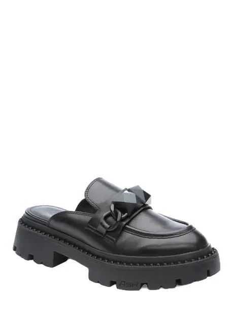 Ash Genius Lug Sole Mule - Black/black