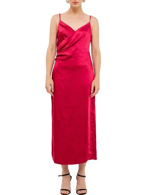 Endless Rose Surplice Satin Slipdress - Rouge