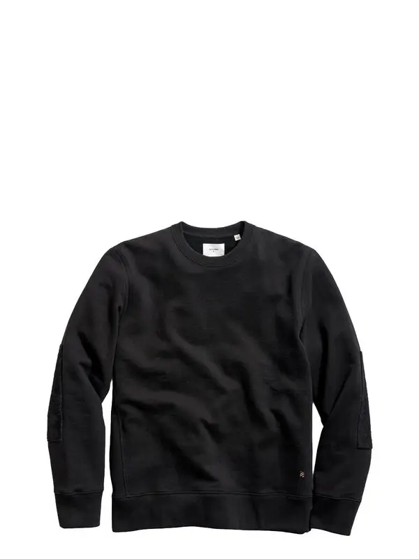 Billy Reid Dover Crewneck Sweatshirt With Leather Elbow Patches - Black