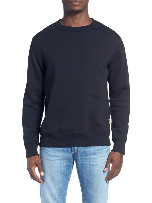 Billy Reid Dover Crewneck Sweatshirt With Leather Elbow Patches - Dark Midnight