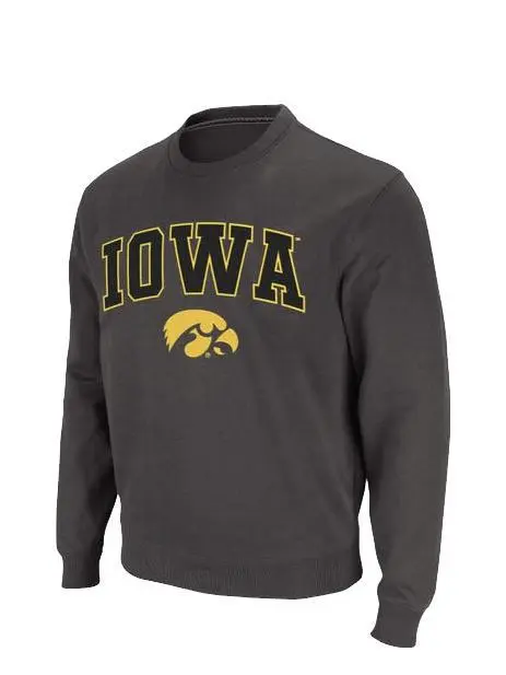 COLOSSEUM Iowa Hawkeyes Arch & Logo Crew Neck Sweatshirt - Charcoal