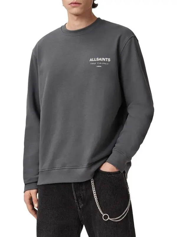 ALLSAINTS Underground Logo Organic Cotton Sweatshirt - Dark Steel Blue