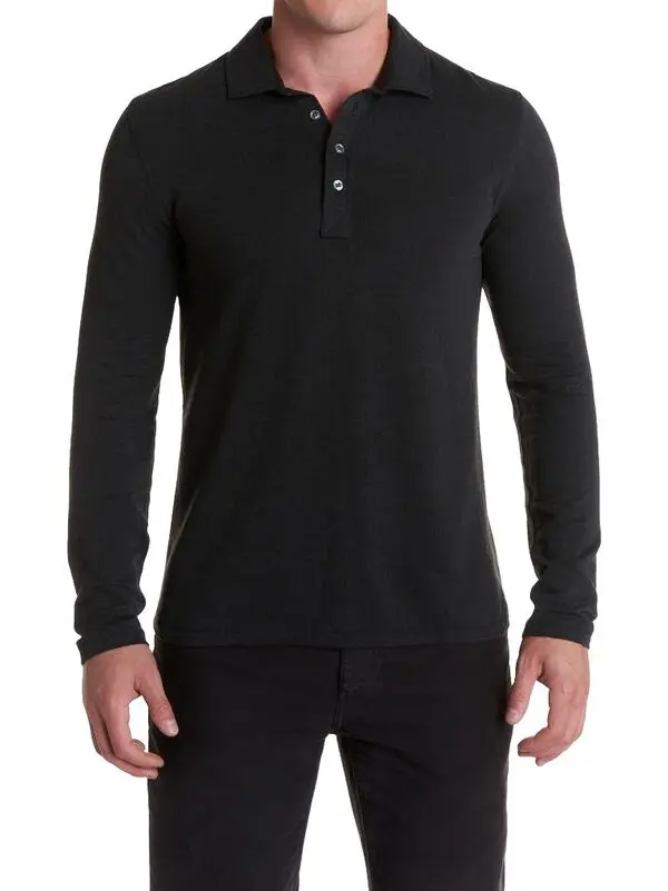 Billy Reid Long Sleeve Cotton Blend Knit Polo - Jet Black