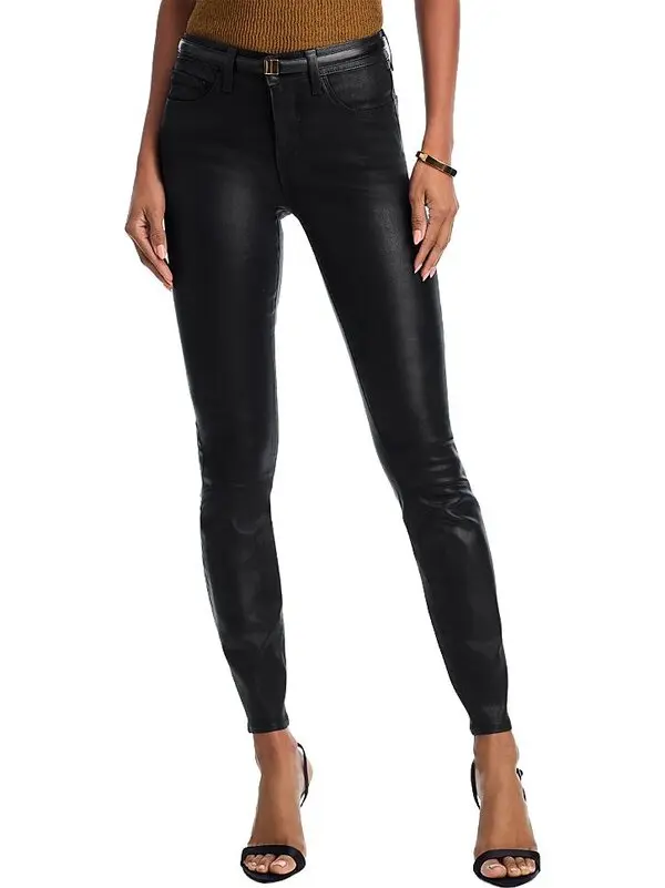L'Agence Marguerite Coated Skinny Jeans - Black Coated