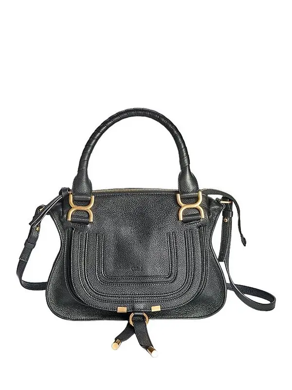 Chloé Marcie Small Leather Satchel - Black Grain Leather