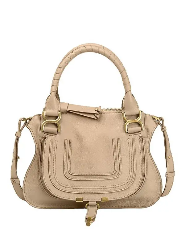 Chloé Marcie Small Leather Satchel - Boyish Brown Grain Leather