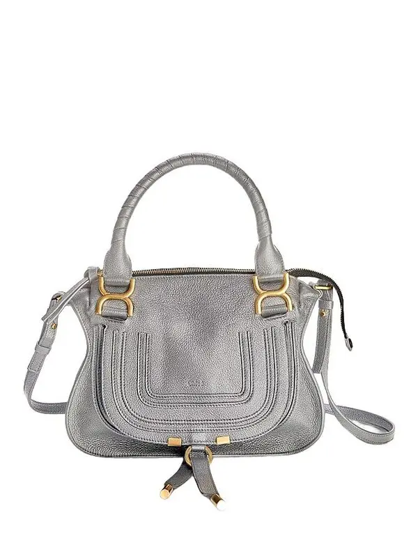 Chloé Marcie Small Leather Satchel - Cashmere Gray Shiny Leather