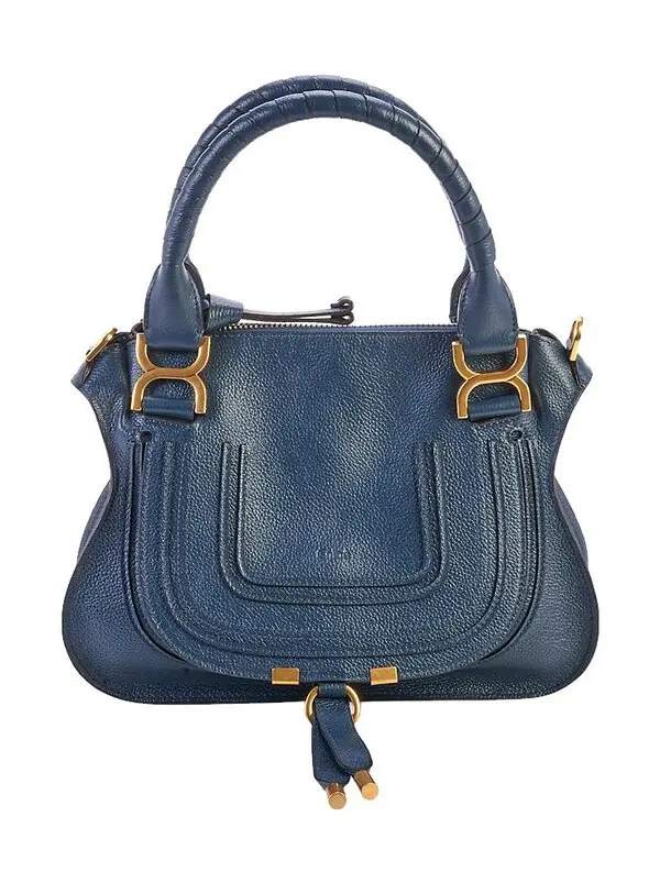 Chloé Marcie Small Leather Satchel - Tapestry Blue Grain Leather
